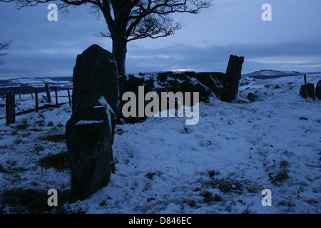 The Old Keig Stone Circle in Aberdeenshire Showing a Tall Stone Pillar ...
