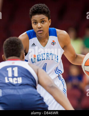 New York Liberty guard Natasha Cloud (9) talking with referee Catherine ...