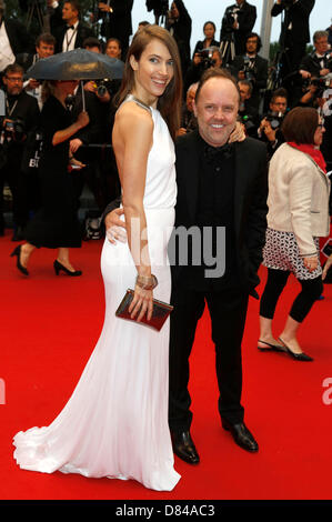 Jessica Miller and Lars Ulrich attending the 59th Grammy Awards in Los ...