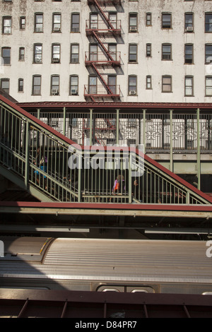 Above ground subway station along the Q line in Brooklyn, NY Stock ...
