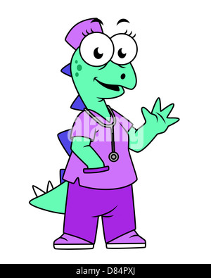 A cartoon illustration of an dinosaur doctor in scrubs Stock Vector Art ...