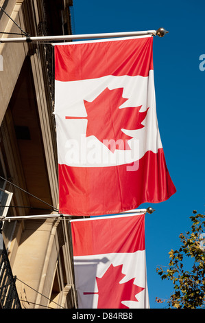 Canadian national flag hanging outside Canada House in Trafalgar Stock ...