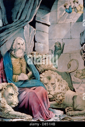 Daniel in the lion's den. From The Book of Daniel, Old Testament Stock ...