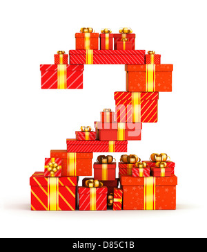 Numbers from gift boxes decorated with yellow ribbons Stock Photo - Alamy