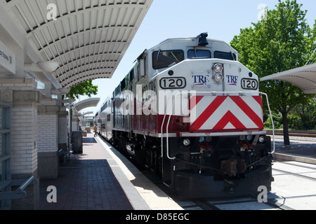 A view of the Trinity Railway Express train in Dallas, Texas Stock ...