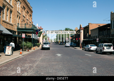 A view of the entrance of the Forth Worth Stockyards in Fort Worth ...