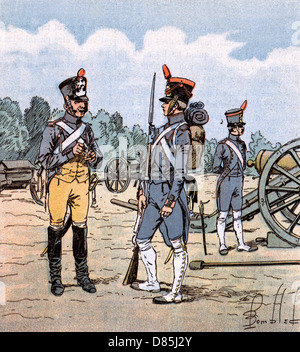 French Army soldiers in uniforms and weapons were used in the 1812 war ...