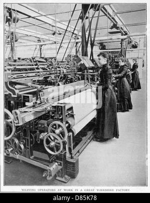 Weaving at John Foster's mill, Bradford, Yorkshire, England Stock Photo ...