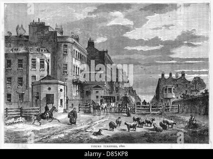 1820 tyburn turnpike OXFORD STREET Marble Arch City royal urban London ...