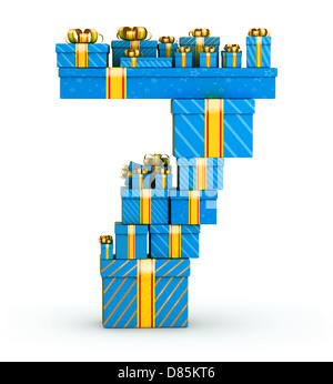 Number from blue gift boxes decorated with yellow ribbons Stock Photo ...