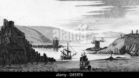 The harbour and Castle of Fowey, in Cornwall Stock Photo - Alamy