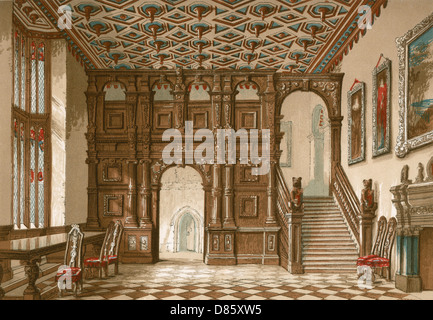 The interior of Methley Hall, Yorkshire, England before its demolition ...