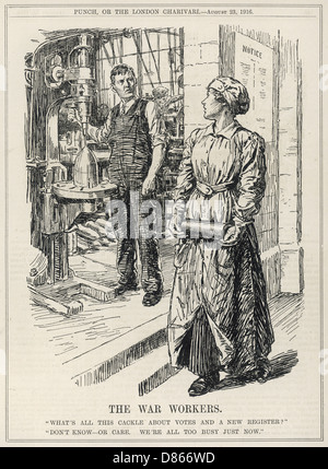 Cartoon, Women in munitions factory, WW1 Stock Photo - Alamy