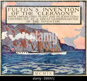 The 'Clermont', Robert Fulton's first steamboat, sailing on the Hudson ...