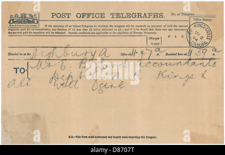 Post Office Telegram Stock Photo, Royalty Free Image: 111862898 - Alamy