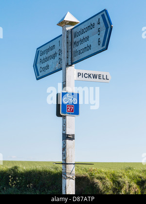 National Cycle Network Route 27 sign near Woolacombe in Devon Stock ...