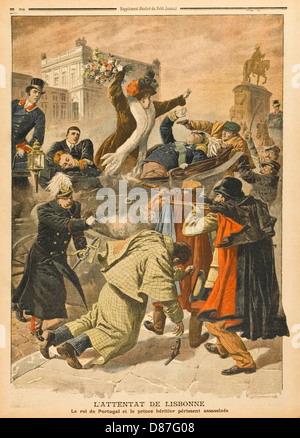 The assassination of King Carlos I of Portugal and his son Luís Stock ...