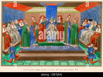 The coronation of pope Bonifacius IX (Pietro Tomacelli Stock Photo - Alamy