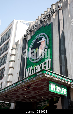 A sign of Wicked the musical at The Apollo Victoria Theatre, London ...