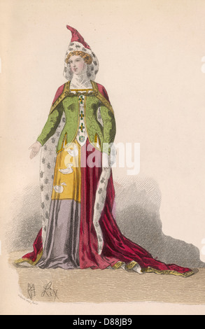 Woman 's costume in reign of Charles I (1625 -1649). Wearing a simple ...