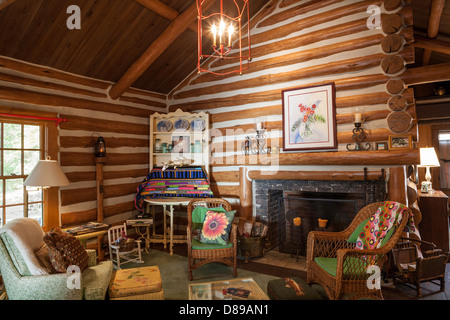 Log Cabin Great Room Interior, USA Stock Photo - Alamy