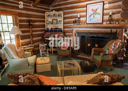 Log Cabin Great Room Interior, USA Stock Photo - Alamy