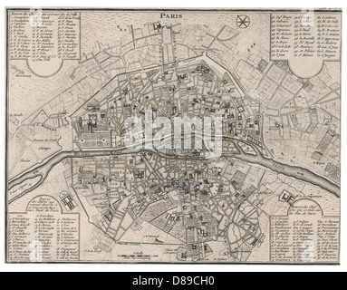 18th century map of Paris, France with its suburbs and environs Stock ...