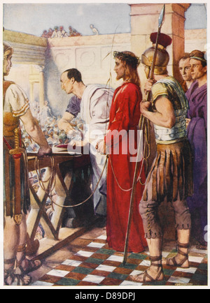 New Testament. Jesus' trial before Pilate (Matthew 27). Engraving, 19th ...