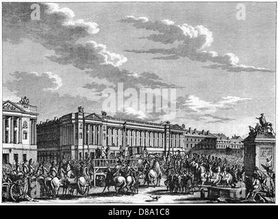 The execution of Louis XVI in the Place de la Révolution, France Stock ...