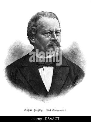 Gustav Freytag, 1816 - 1895, a German writer, historical engraving ...