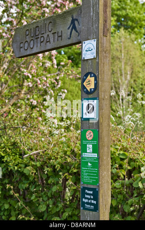 Public footpath and sign for walkers at Long Cliff near Castleton, part ...