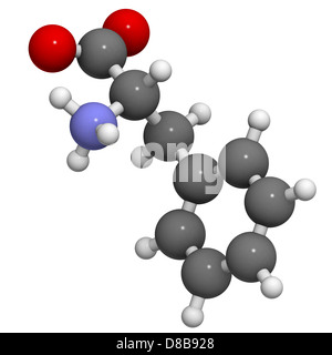 Phenylalanine (l-phenylalanine, Phe, F) amino acid molecule. Blue ...