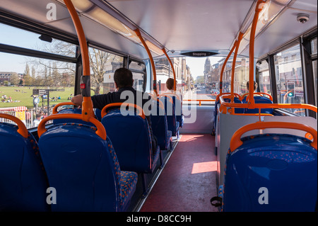 Interior of a public bus, England, United Kingdom, Europe Stock Photo ...