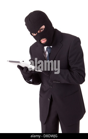 Computer hacker in suit and tie Stock Photo - Alamy