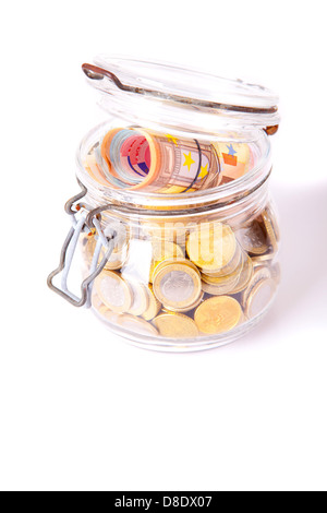 Money jar, isolated over white background Stock Photo - Alamy