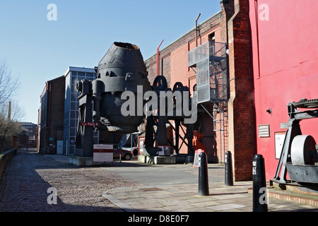 A Bessemer converter furnace at the Kelham Island Industrial Museum in Sheffield England UK ...