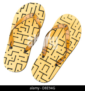 Yellow summer slippers Stock Photo - Alamy
