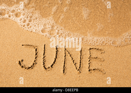 june written on a tropical beach Stock Photo - Alamy