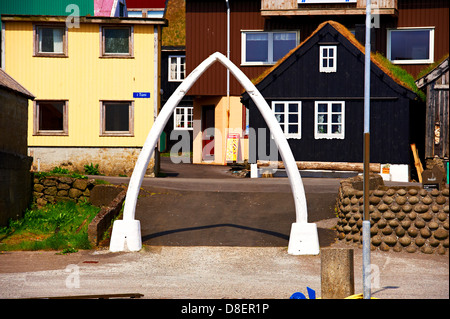 Jaw bone of a large whale as gate in village Stock Photo - Alamy