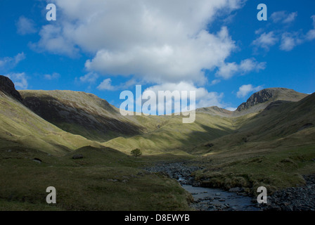 The head of the Ennerdale Valley, with footbridge over the River Liza ...