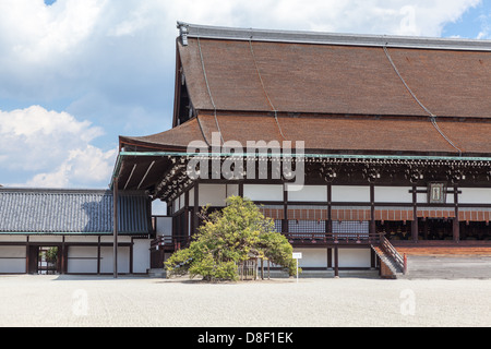 Shishinden ceremony main hall with courtyard with grey gravel. Kyoto ...