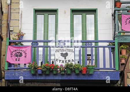 Basque independence protest banner in Euskara on wall Bilbao Pais Vasco ...