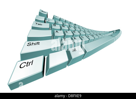 The bent computer keyboard. It is isolated on a white background Stock ...