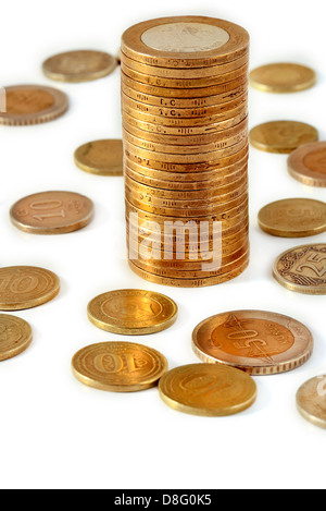 metal turkish coins on white background Stock Photo - Alamy