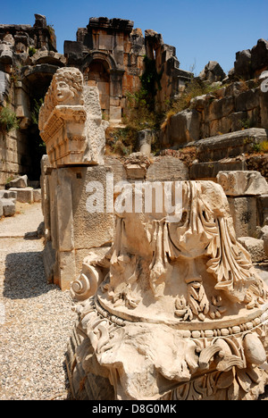 Ruins of the ancient city of Myra in Demre, Turkey. Ancient tombs and ...