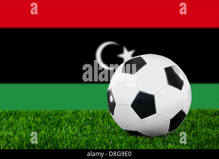 Soccer ball or football ball with Libyan flag, 3D rendering isolated on white background Stock ...