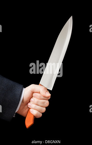 Knife in the hand of a man. Threat with knife. Man attack with knife ...