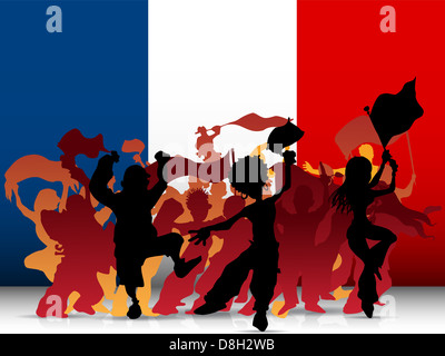 Vector - France Sport Fan Crowd with Flag Stock Photo - Alamy