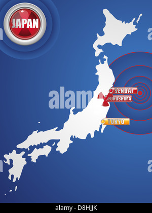 Japan earthquake 2011 map Stock Photo - Alamy