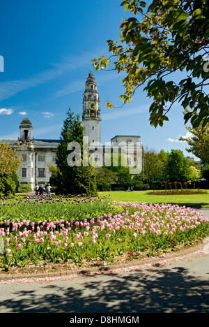 City Hall, Alexandra Gardens, Cathays Park, Cardiff, Wales, United ...
